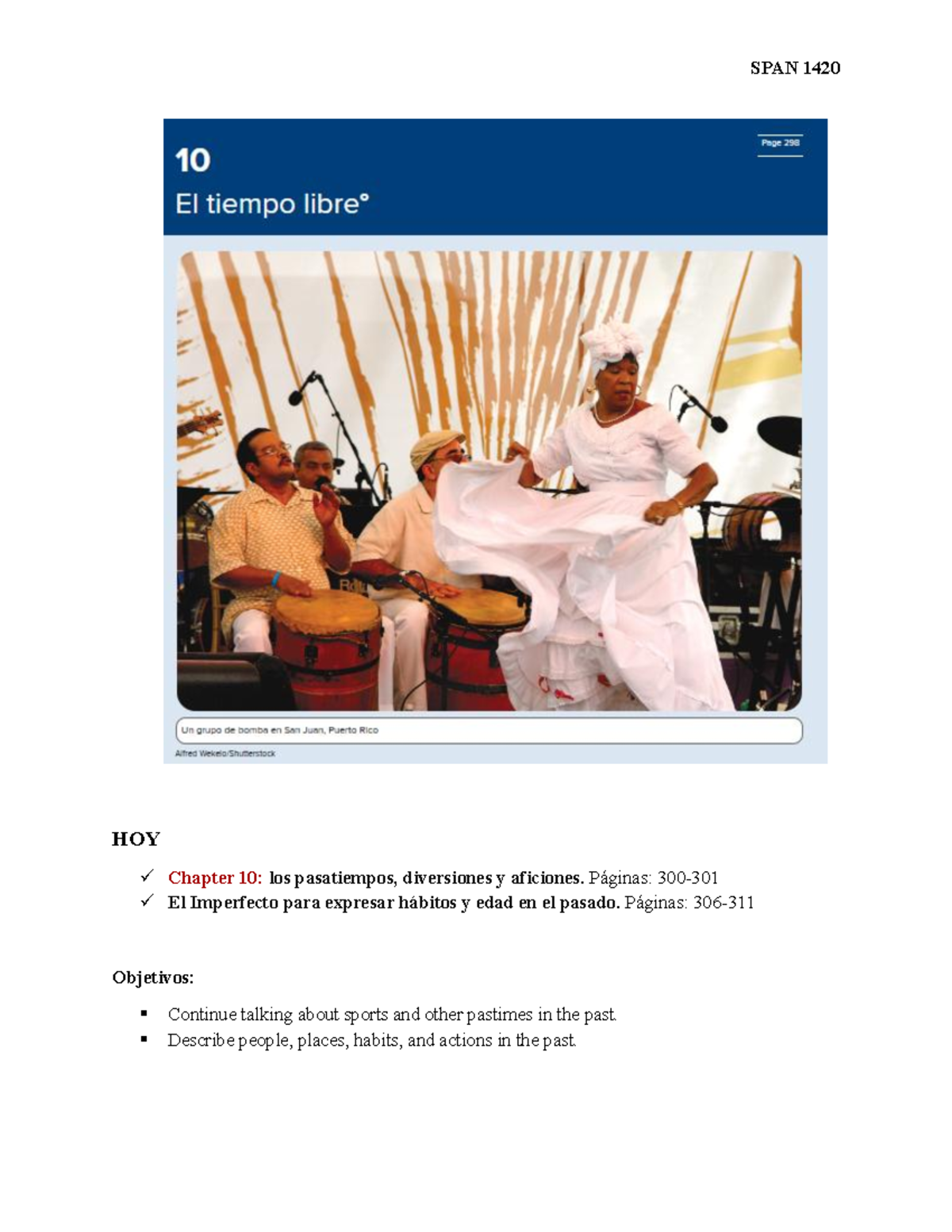SPAN 1420: Actividades sobre el Imperfecto y Pasatiempos en Español ...