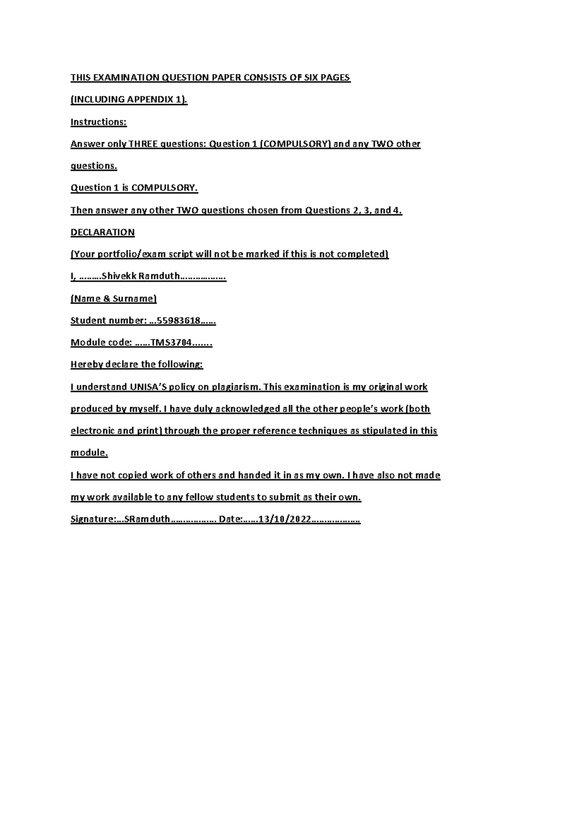 TMS 3704 Final Exam - Business Studies Assessment and Discussion Guide ...