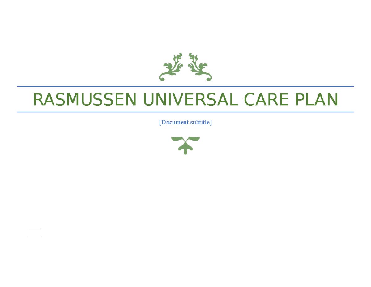 Rasmussen Clinical Universal Care Plan: Comprehensive Patient ...