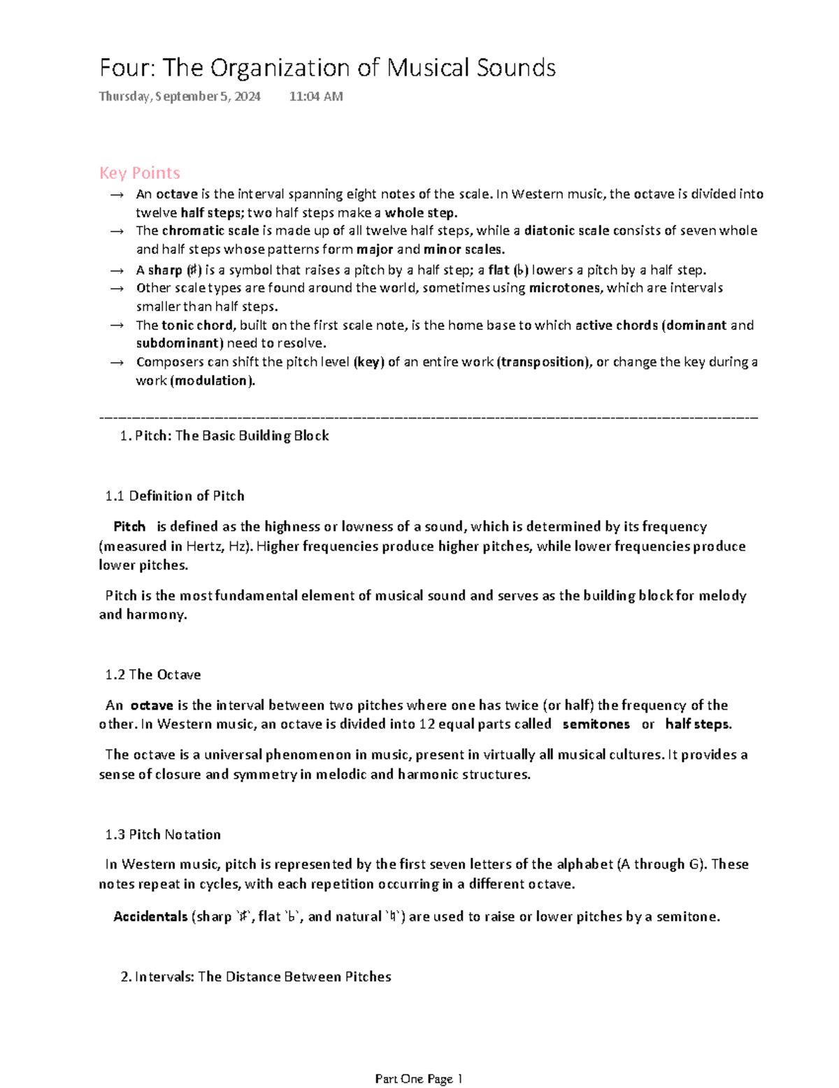 The Organization of Musical Sounds - Key Points An octave is the ...