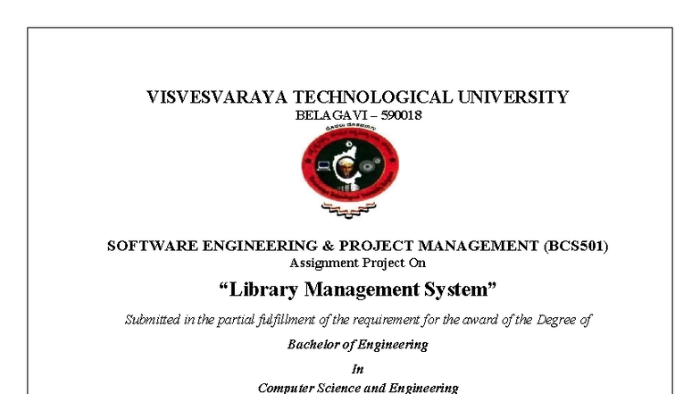 BCS501 Software Engineering Project Management: Library Management ...