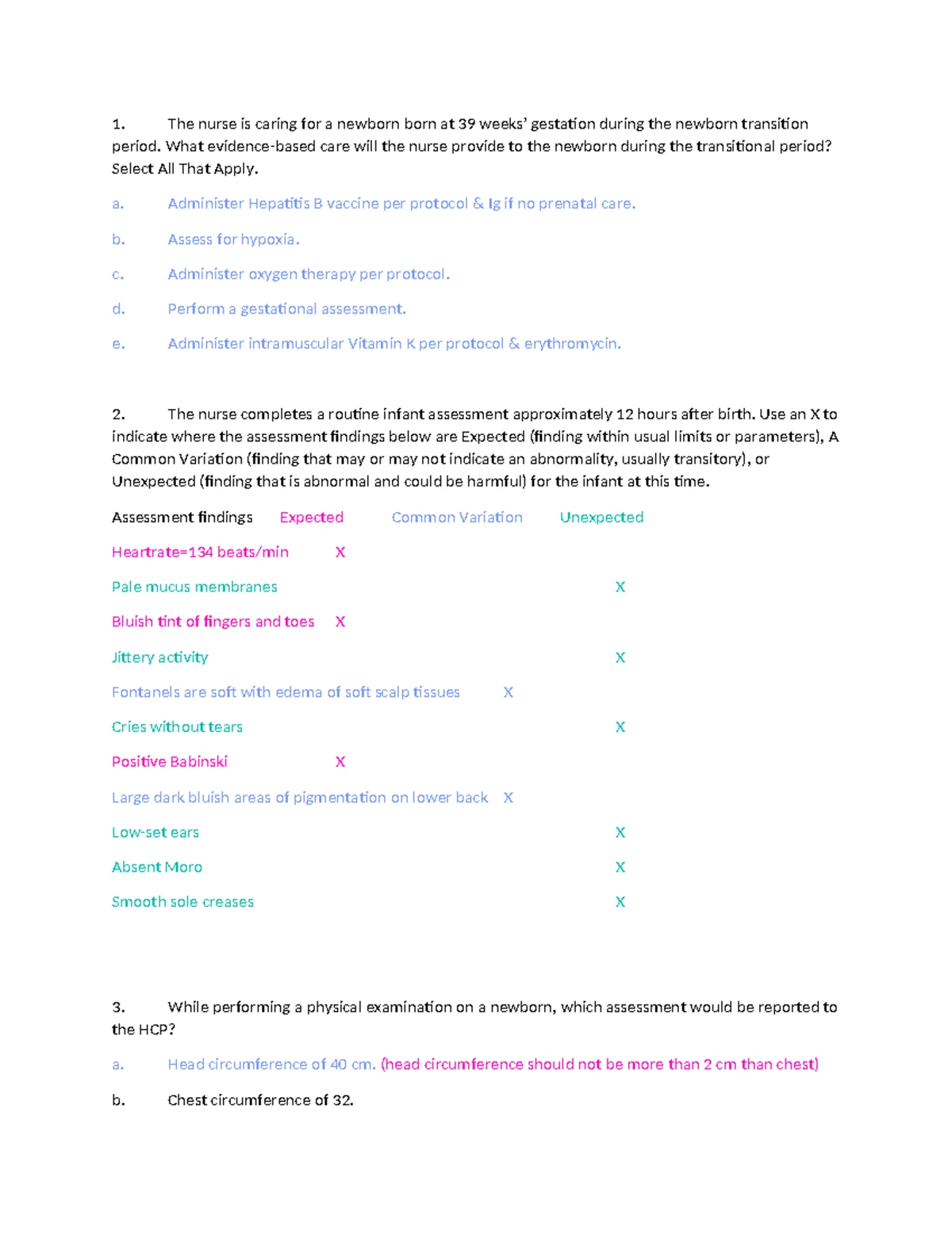 Unit 4 - Intrapartum & Postpartum Practice Questions for Nursing ...