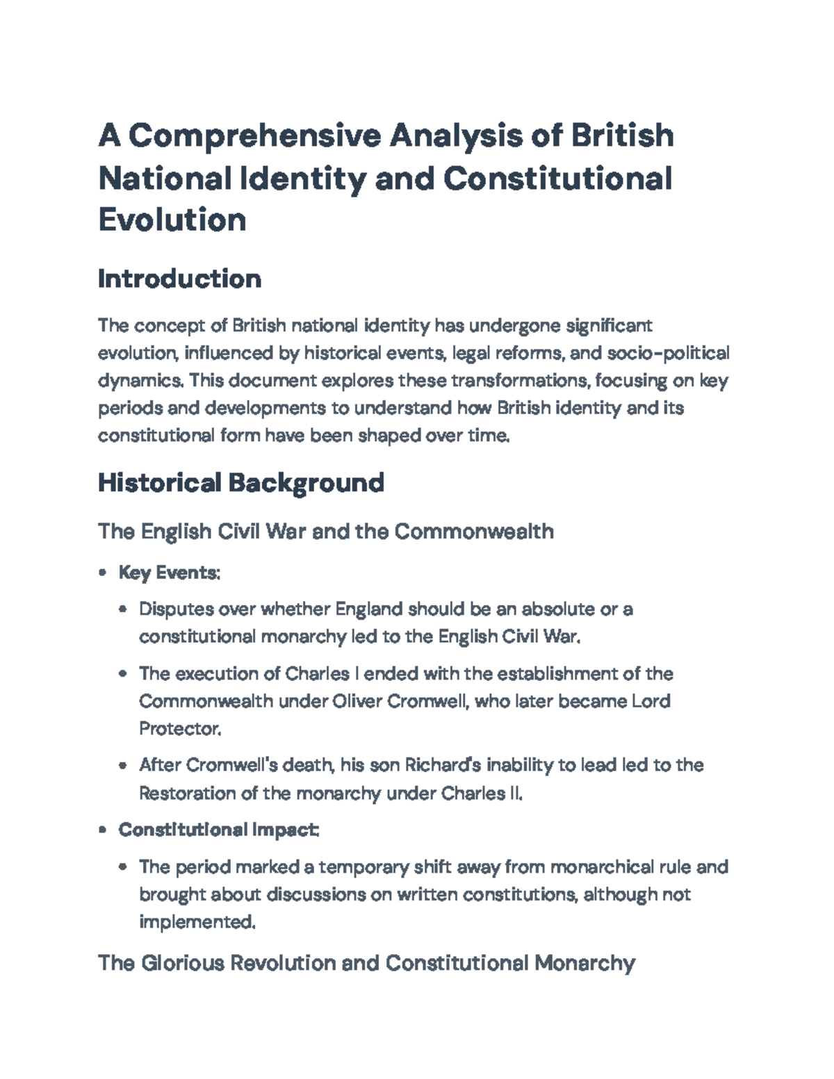 Evolution of British National Identity and Constitution (HIST 101) - A ...