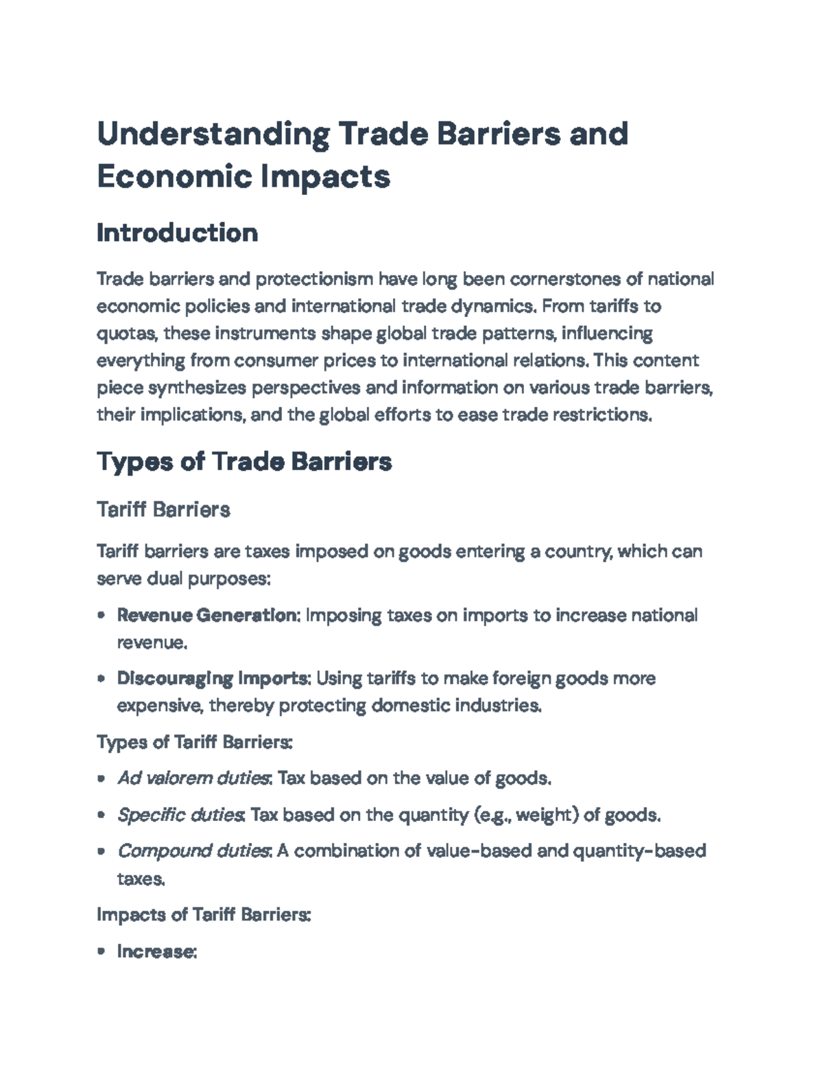 Understanding Trade Barriers and Their Economic Impacts - ECON 101 ...