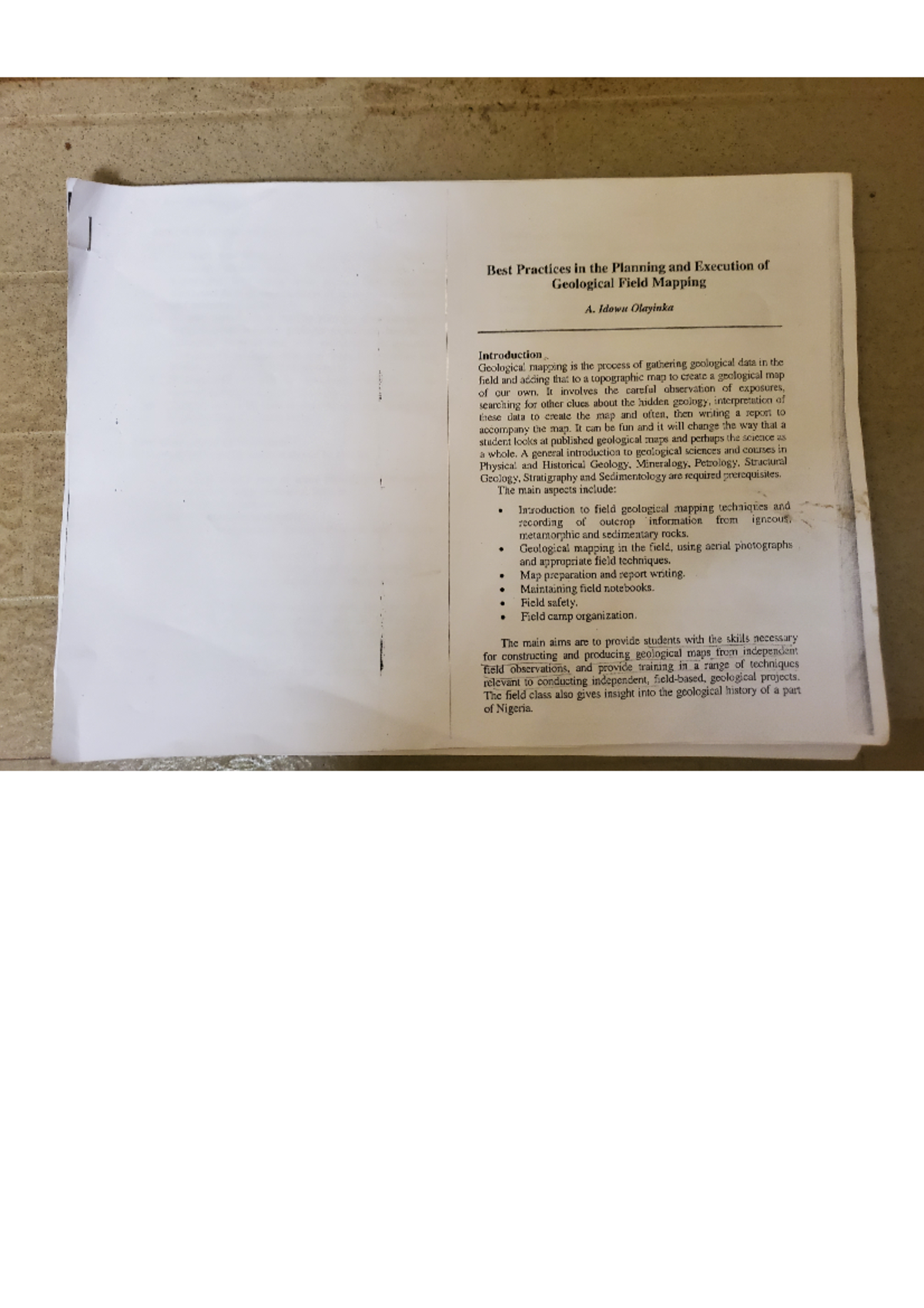 AGP 221 Best Practices for Geological Field Mapping Techniques - Studocu