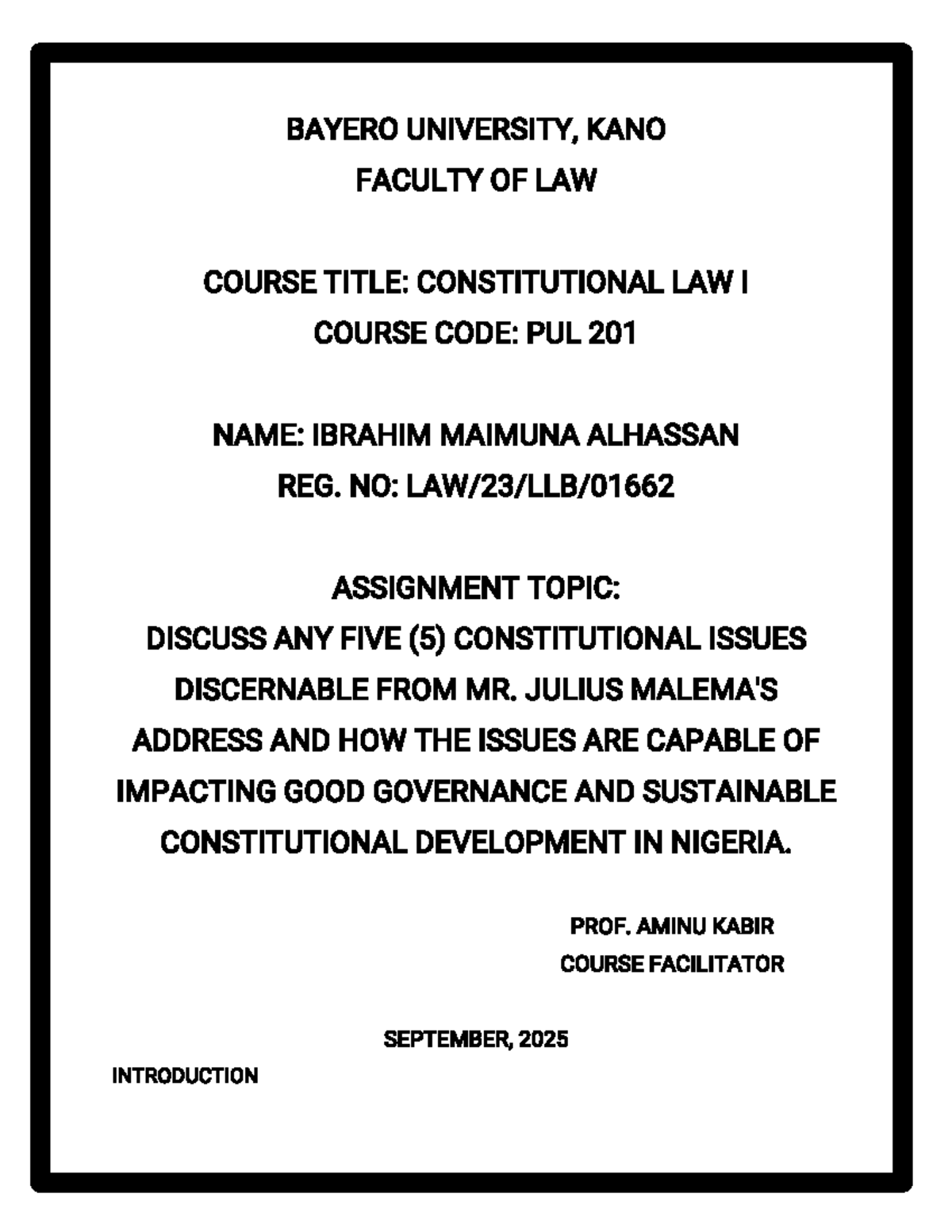 PUL 201: Constitutional Law I - Key Issues from Julius Malema's Address ...