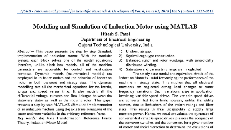 Modeling and Simulation of Induction Motor in MATLAB - IJSRD Vol. 6 ...