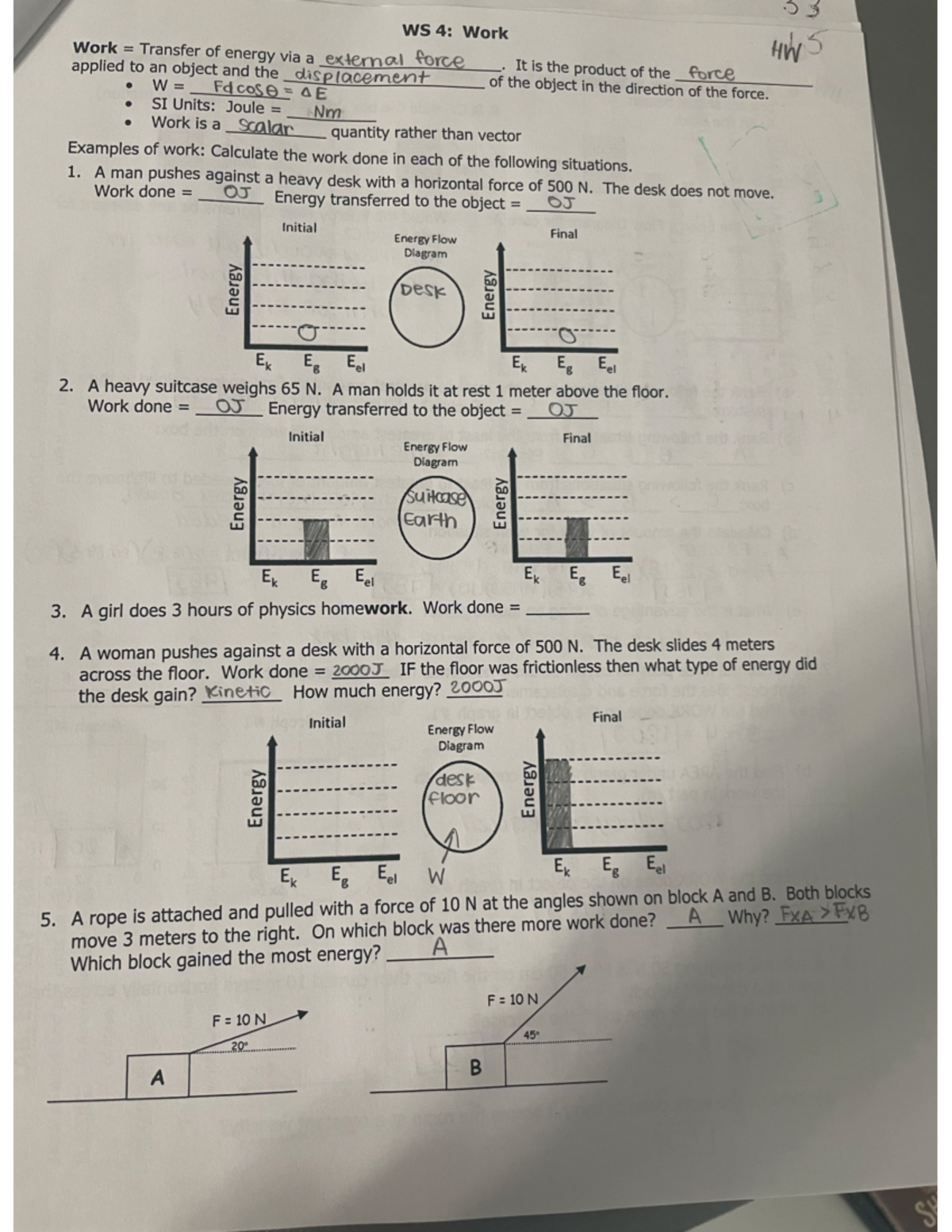 Work-Energy Theorem Practice Worksheet - Studocu