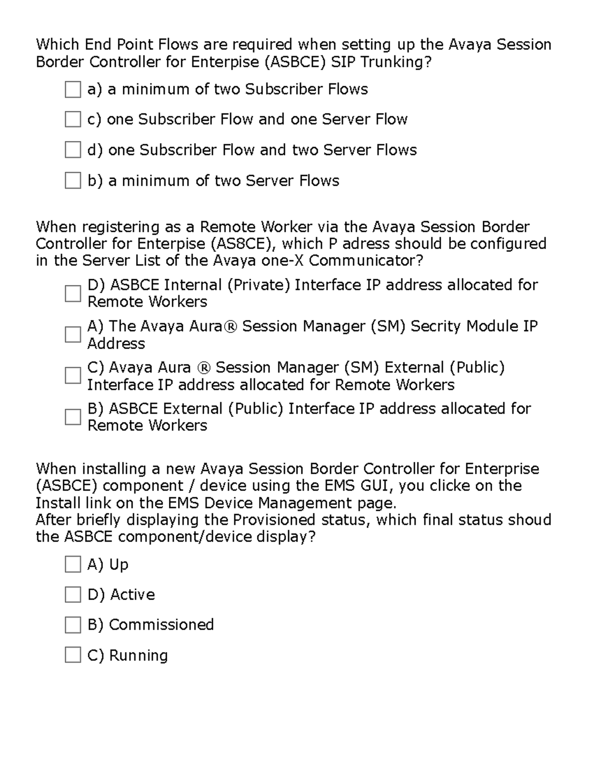 Test ASIS 7130 - Avaya Aura Session Border Controller Setup Guide - Studocu