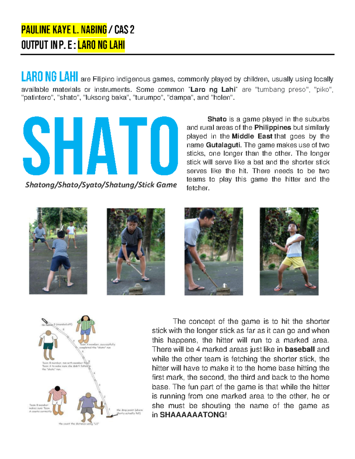 Laro ng Lahi: Exploring the Shato Game and Its Rules - Studocu