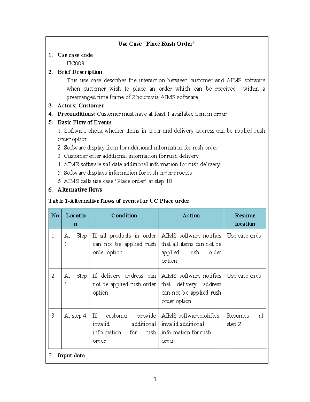 Use Case Specification UC: Place Rush Order Process Overview - Studocu