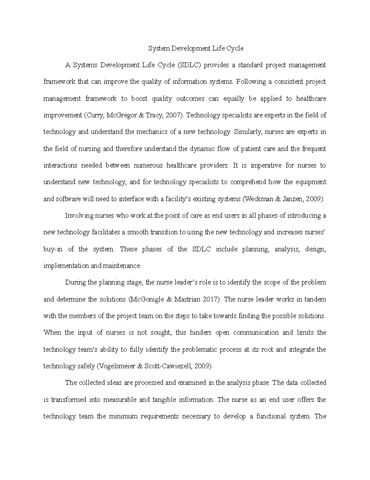 Module 5: Exploring the System Development Life Cycle in Nursing - Studocu