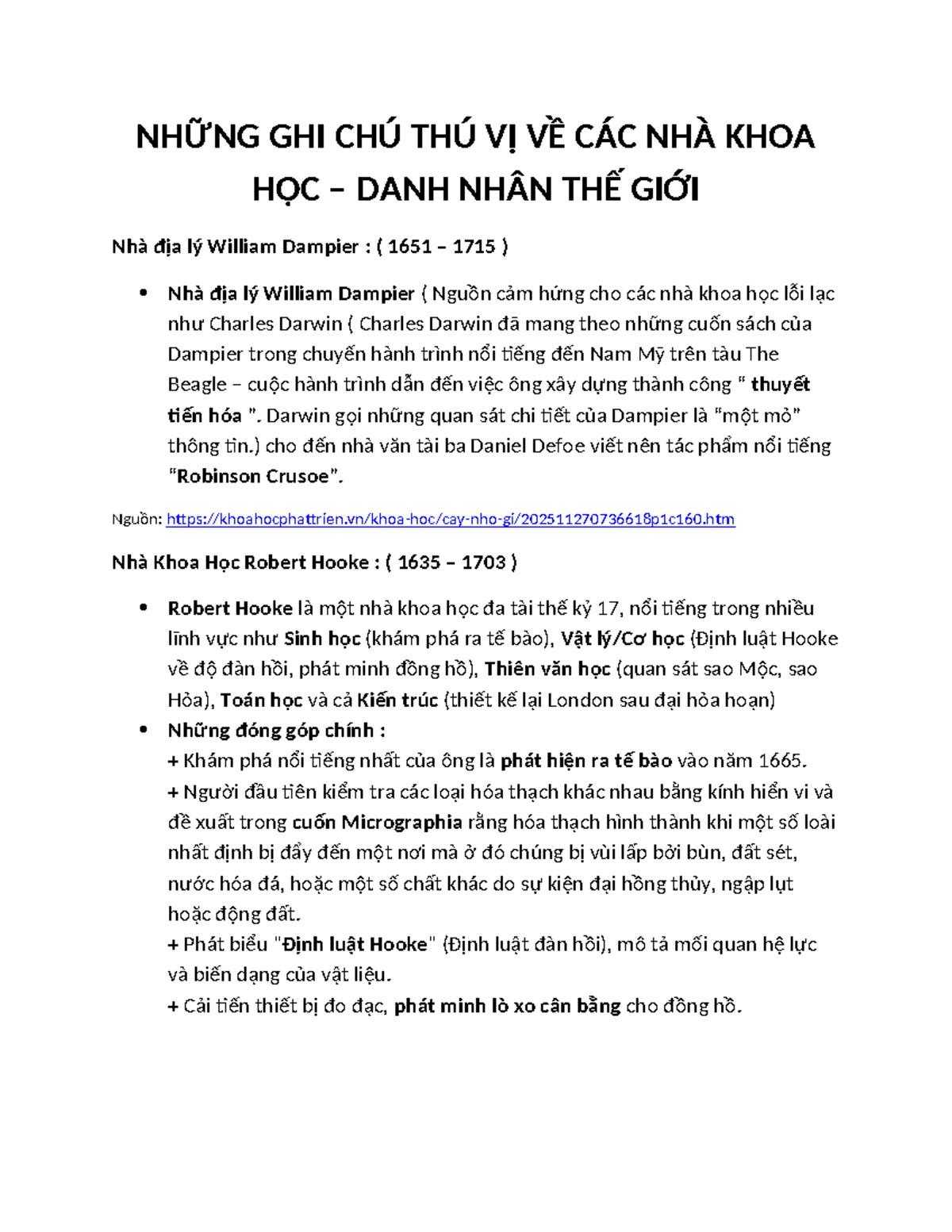GHI CHÚ VỀ CÁC NHÀ KHOA HỌC DANH NHÂN THẾ GIỚI - Studocu