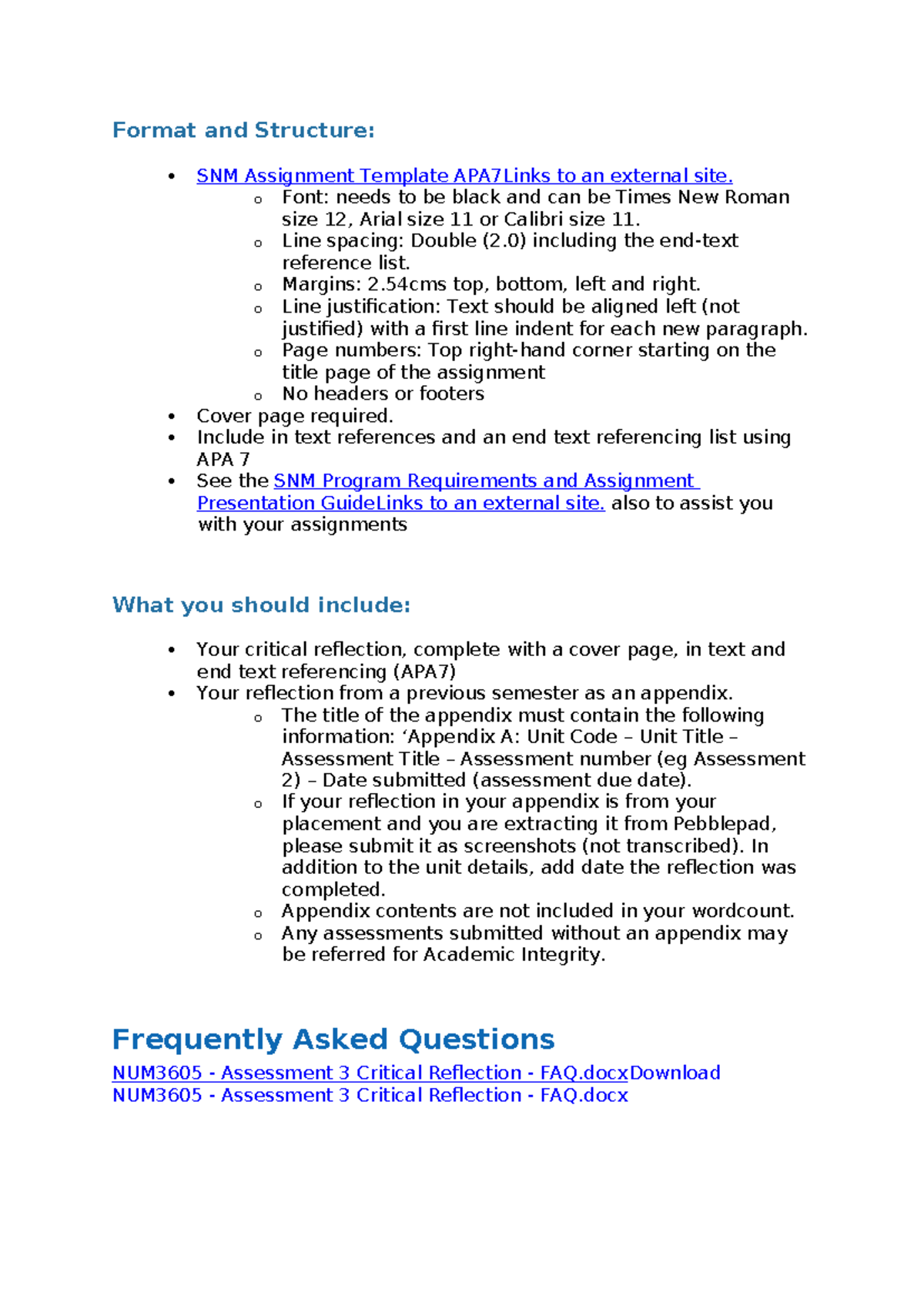 NUM3605 Critical Reflection Assignment Rubric and Guidelines - Studocu