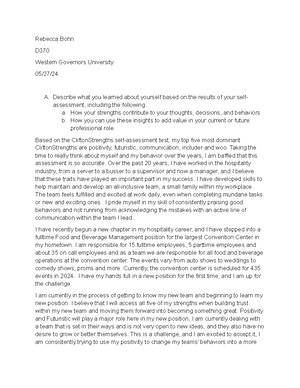 D370 Task 2 - tast 2 - Jaedon Allen D370 Task 2 Western Governors ...