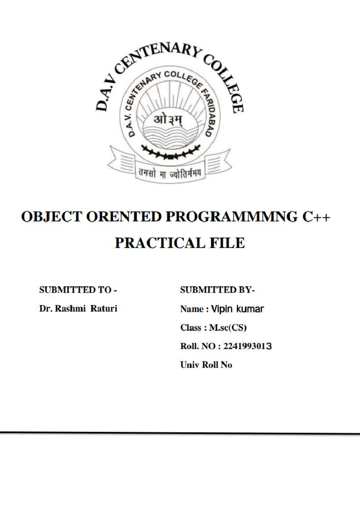 M.Sc(CS) Practical File: C++ Programming Exercises & Code Outputs - Studocu