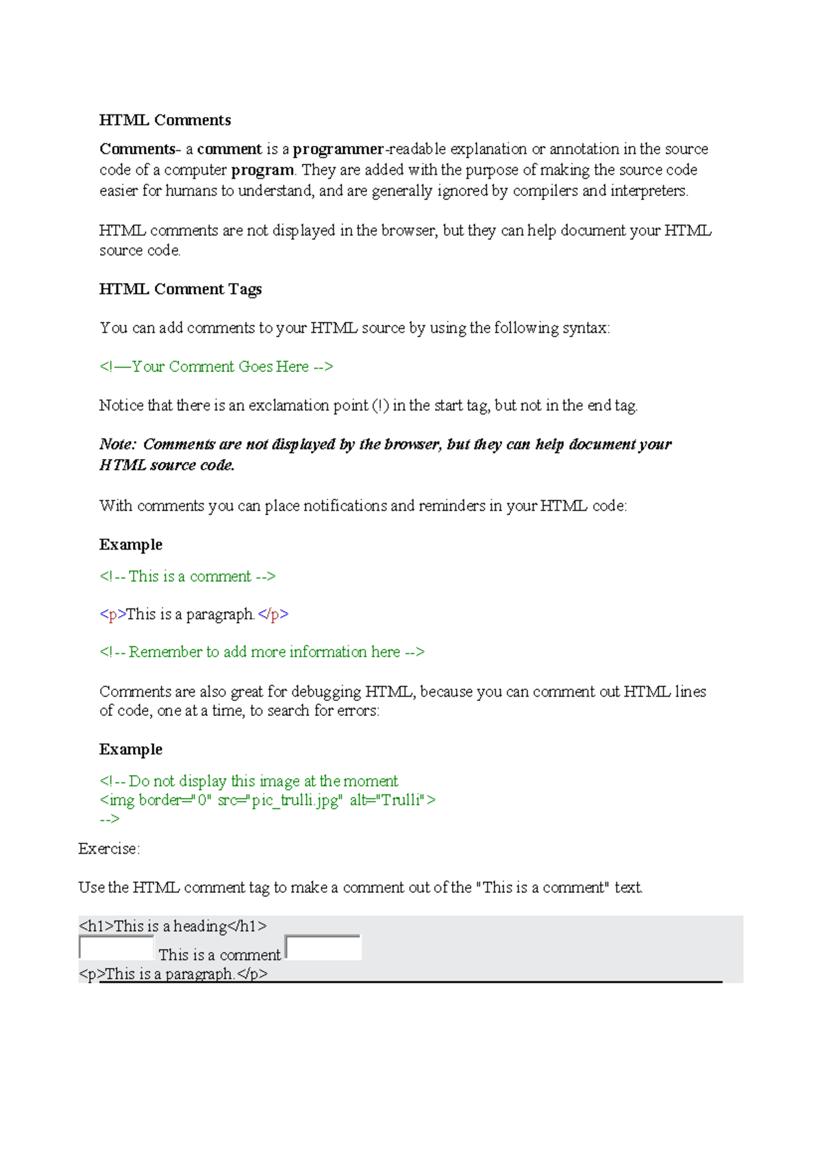 10 HTML Comments - Web Design Lecture Notes - Studocu