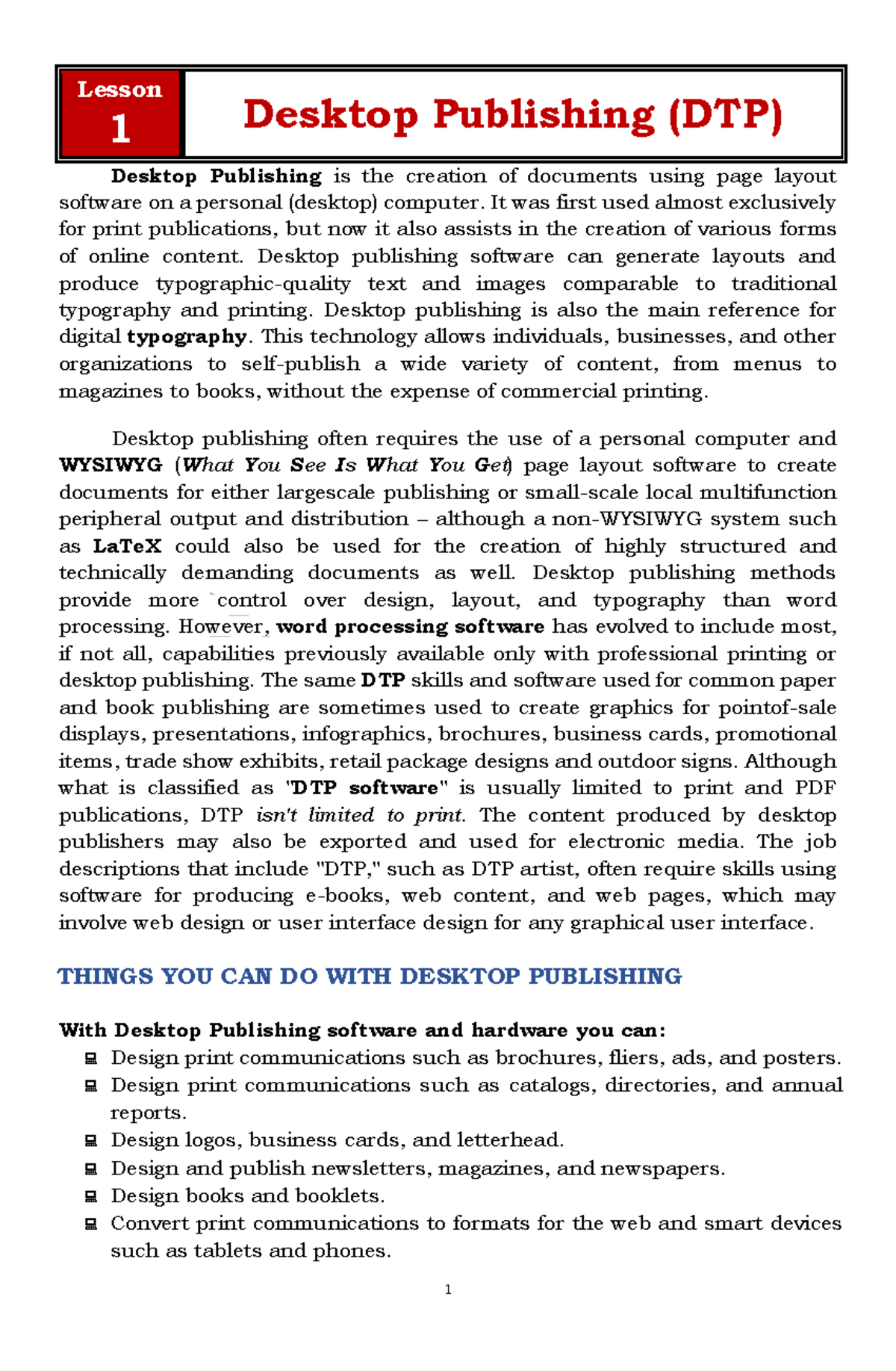 MS Publisher Lesson: Exploring Desktop Publishing Techniques - Studocu