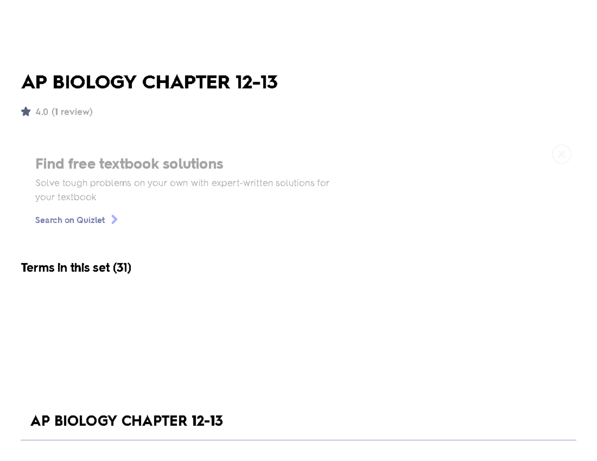 AP BIOLOGY Chapter 12-13 Flashcards Review and Quizlet Insights - Studocu