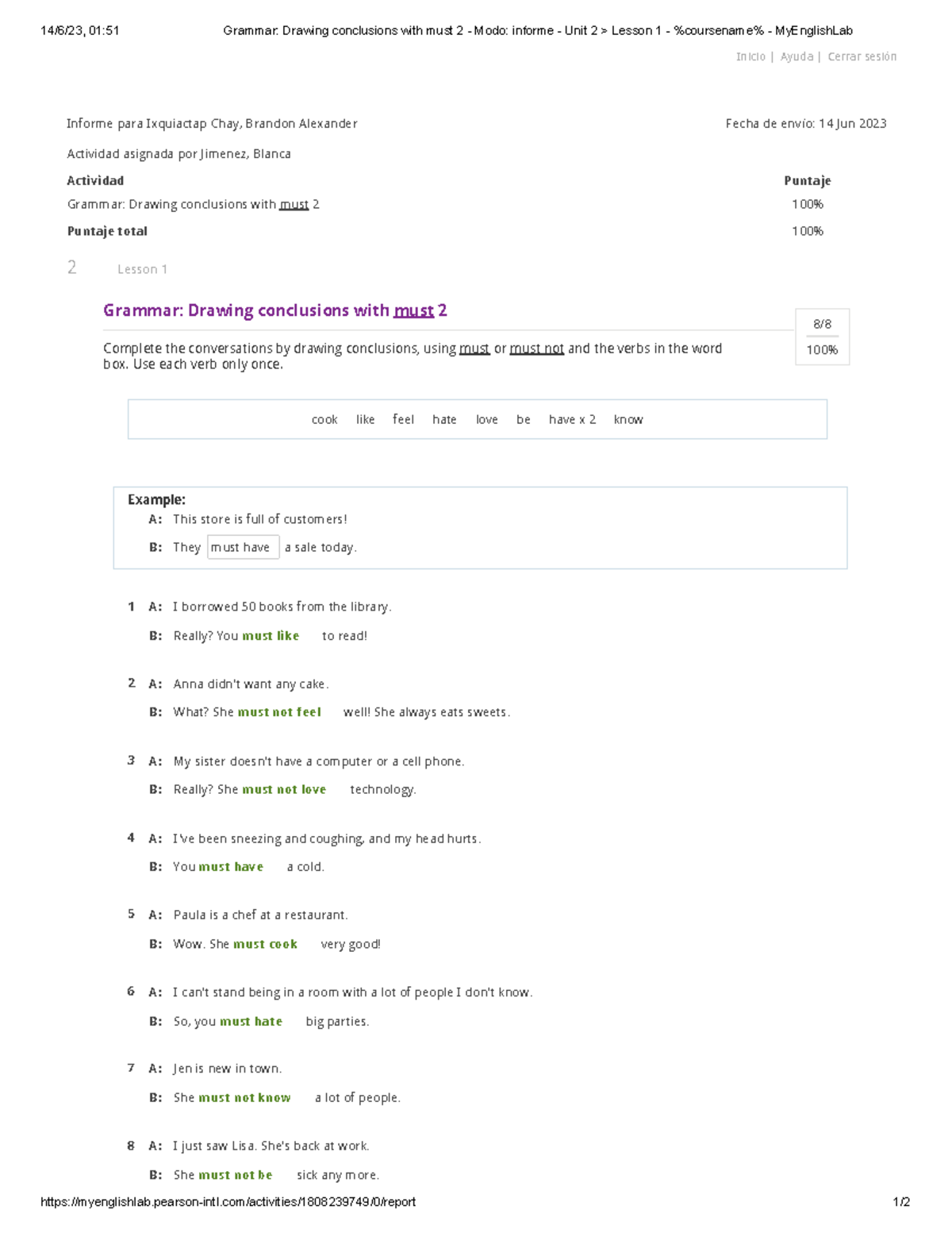 Drawing Conclusions with Must 2 - Unit 2 Lesson 1 - My English Lab ...