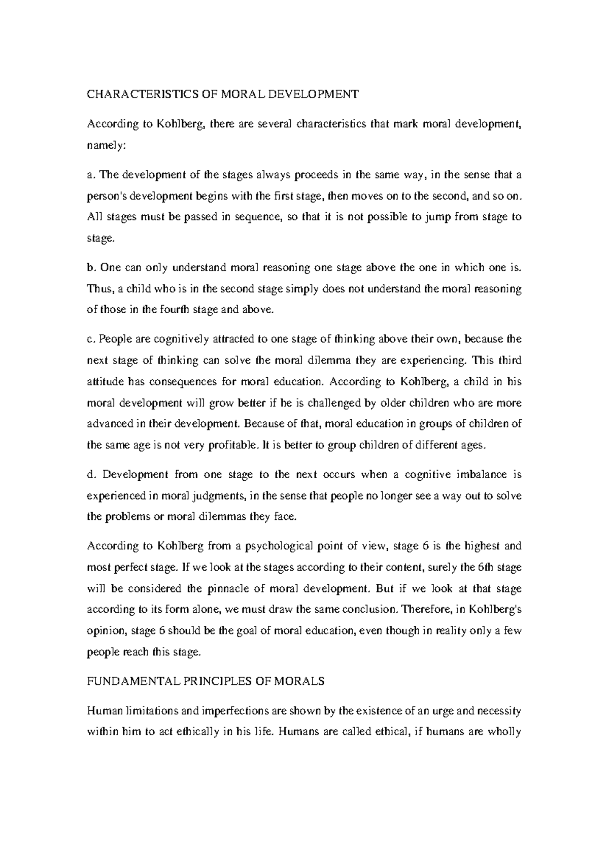 Characteristics of Moral Development: Insights from Kohlberg's Theory ...