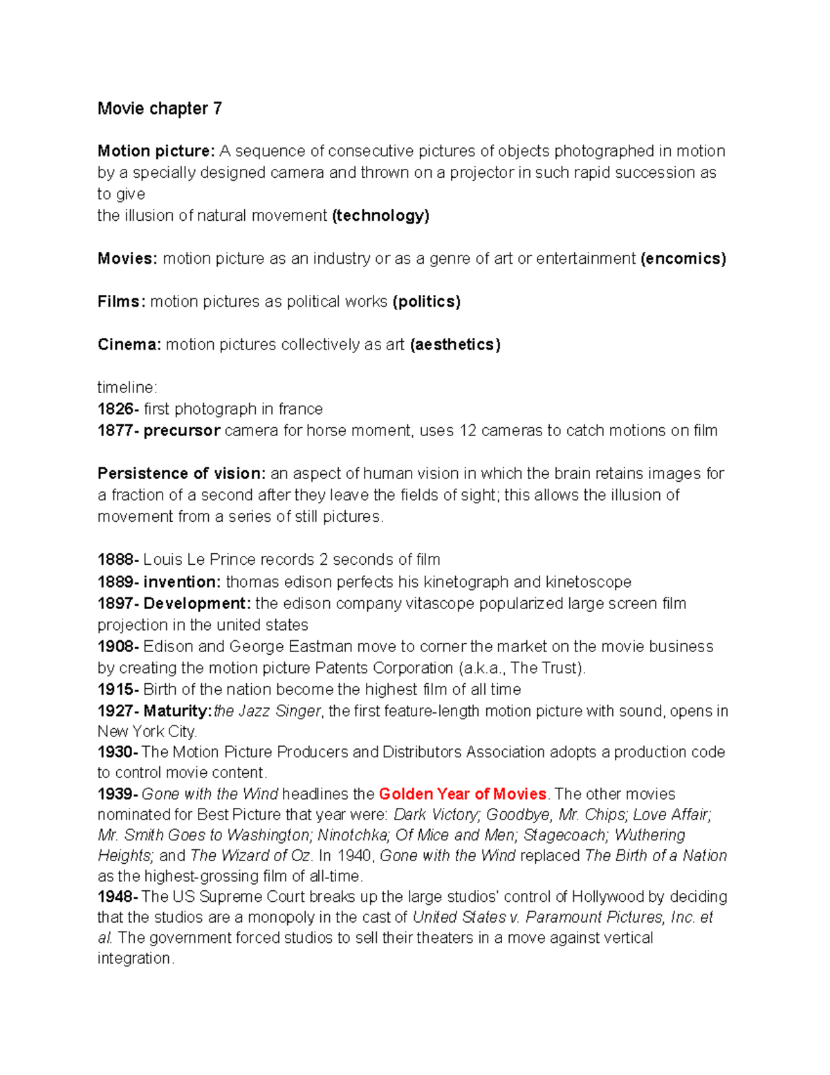 Comm Test 3 - Overview of Movie and Music History and Techniques - Studocu