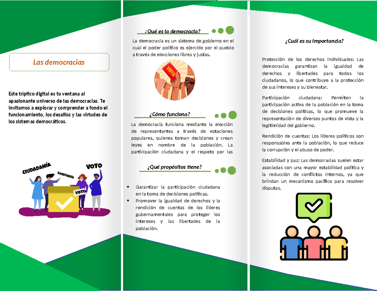 Tríptico sobre Democracias: Funcionamiento y Principios Clave - Studocu