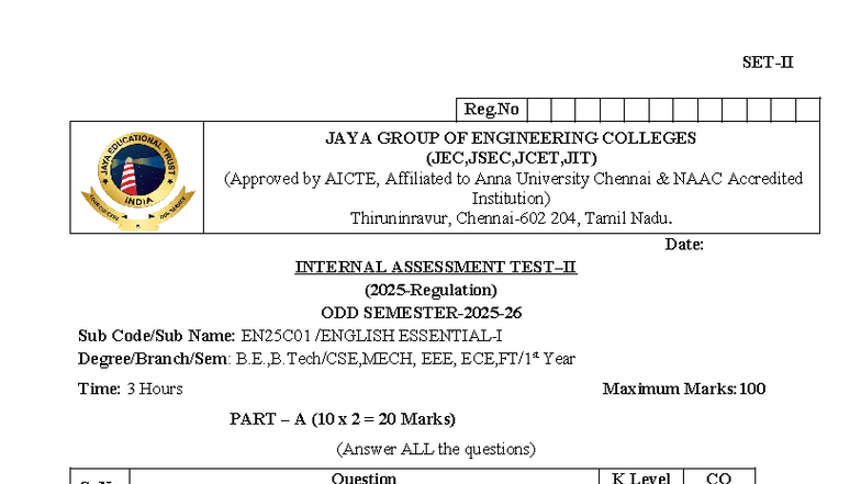 English Essential IAT-II (EN25C01) Internal Assessment Questions - Studocu