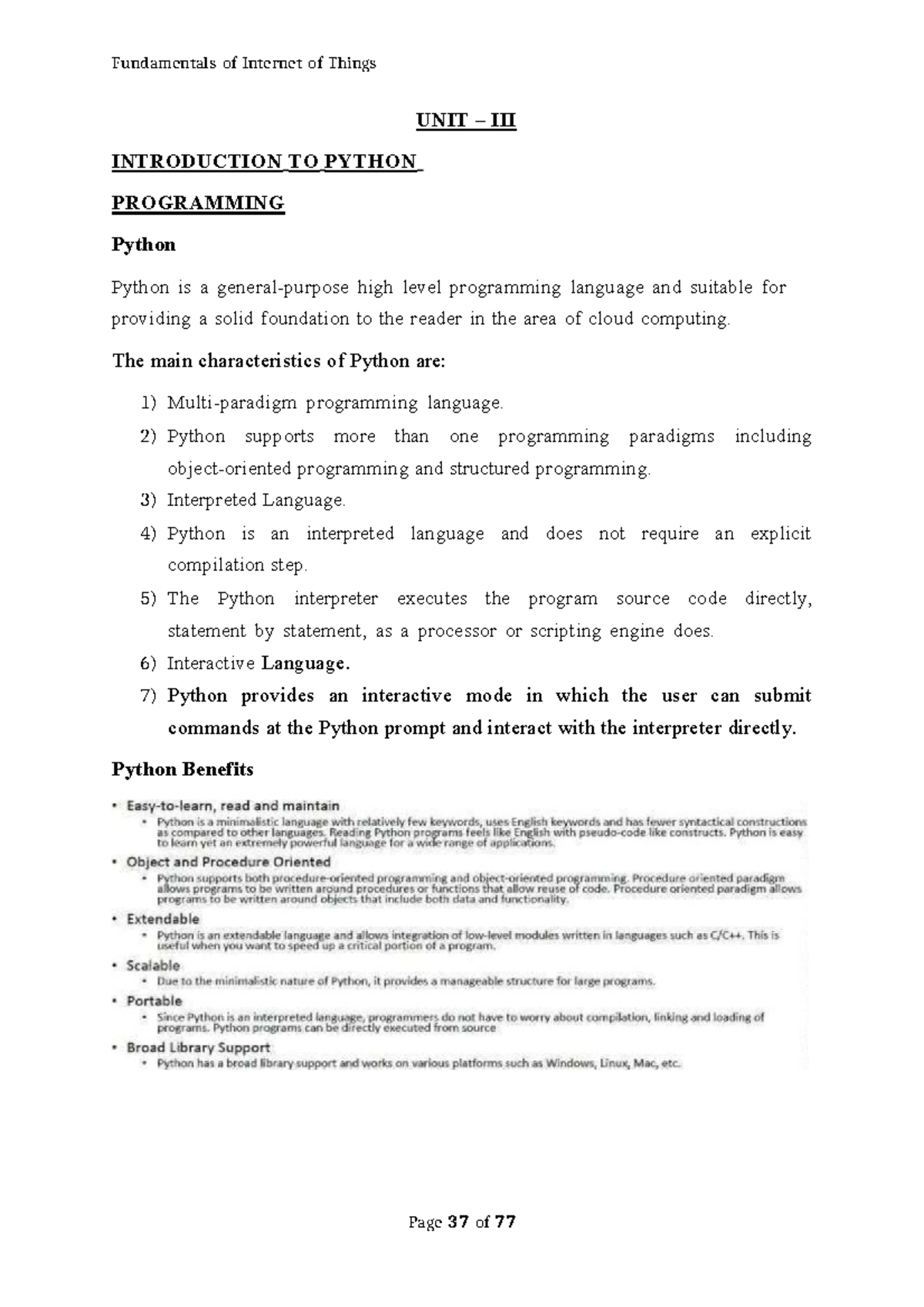 FIOT Units 3-4-5: Intro to Python Programming & Raspberry Pi - Studocu