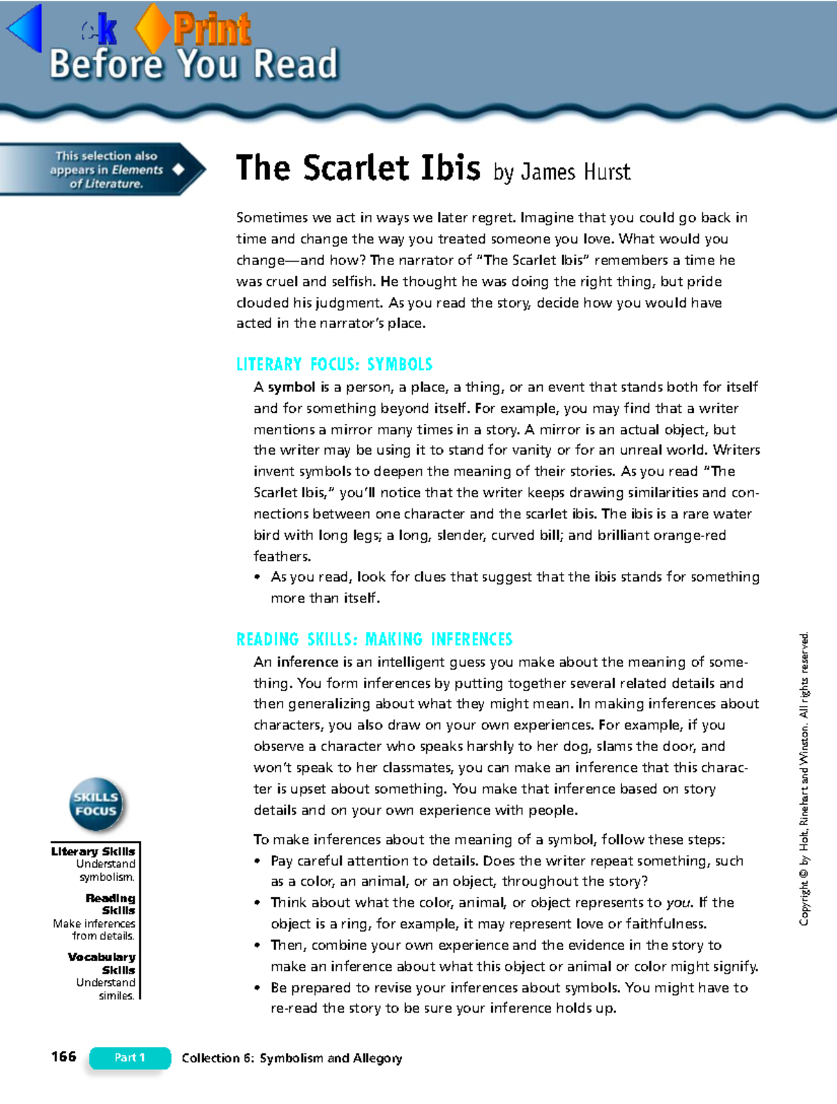 The Scarlet Ibis: Analyzing Symbols and Inferences in Hurst's Story ...