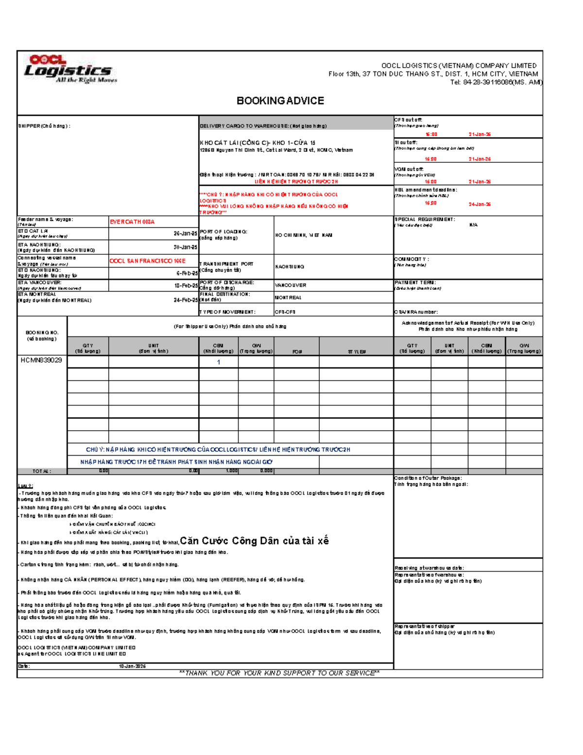 OOCL LCL Booking RV - Logistics Details and Requirements - Studocu