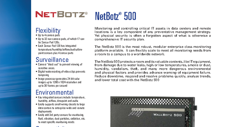 NetBotz 500 Monitoring System Overview - 998-0350 - Studocu