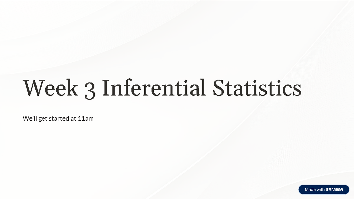 Week 3 Lecture: Inferential Statistics Overview & Research Questions ...