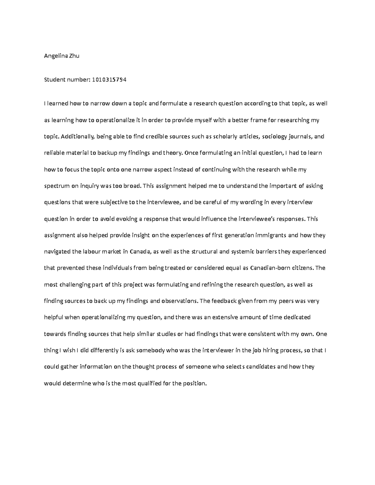 POLC78 Research Question Formulation & Immigrant Labour Insights - Studocu