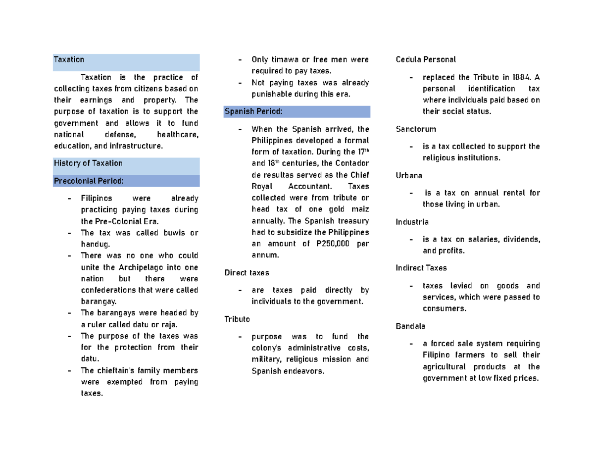 Taxation Overview: Historical Evolution and Types of Tax in the ...