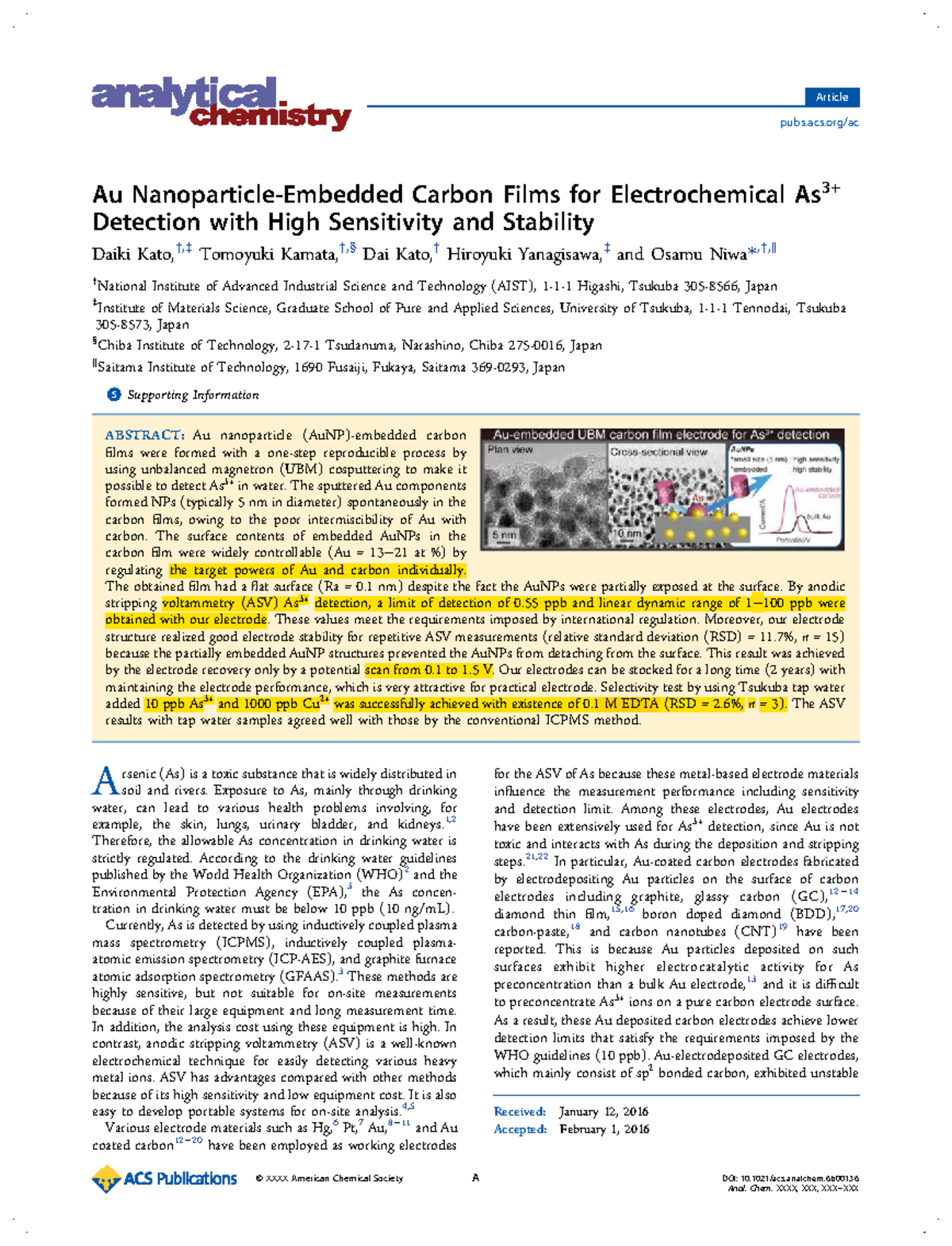 Au Nanoparticle-Embedded Carbon Films for Electrochemical As Detection ...