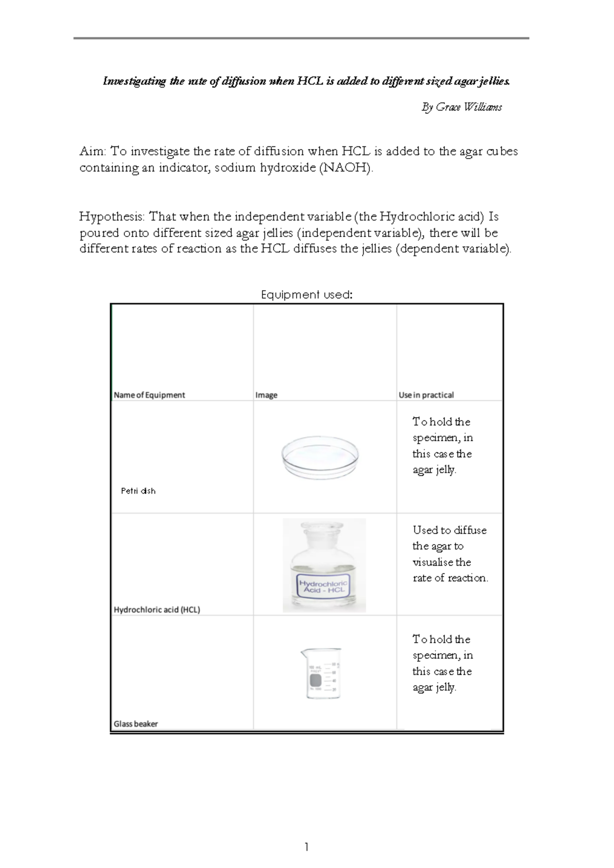 Investigating Rate of Diffusion in Agar Jellies - Practical Study by ...