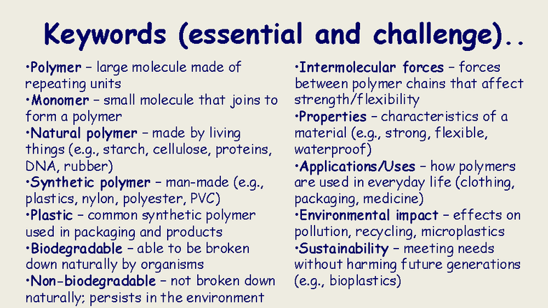 Lesson 6 - Useful Polymers: Understanding Their Impact and Applications ...