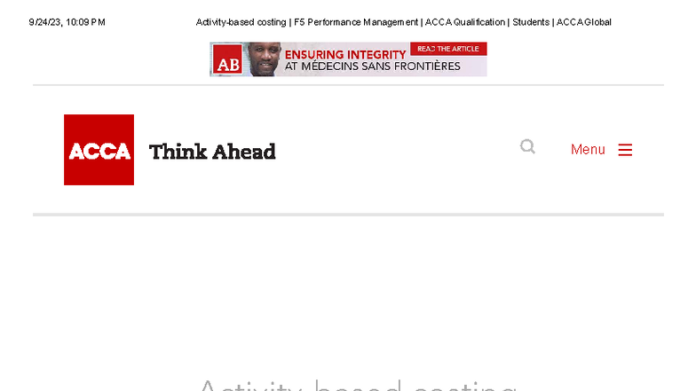 Activity-Based Costing Insights for F5 Performance Management ACCA ...