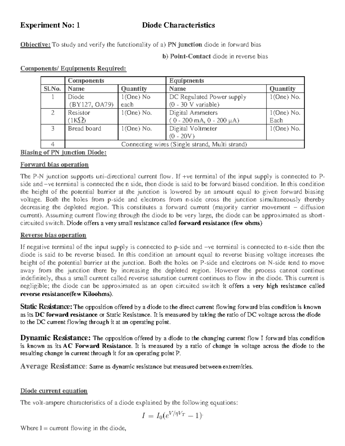Basic Electronics Experiments: Diode & Transistor Characteristics ...
