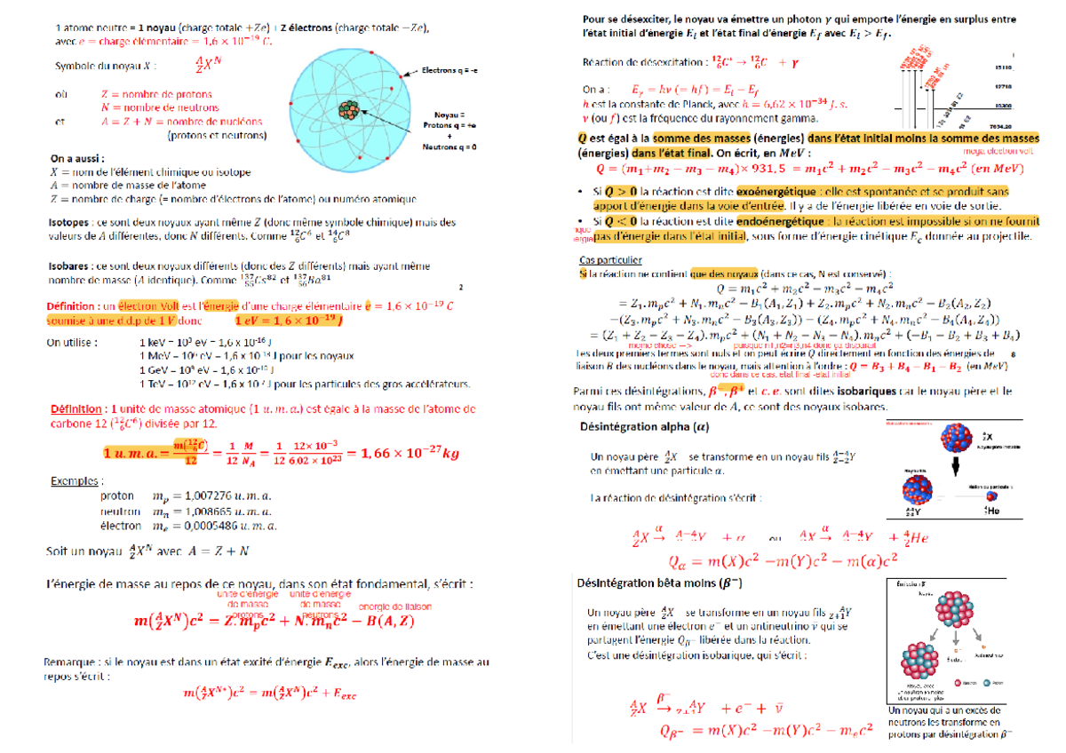Radioactivité résumé - physique - Studocu
