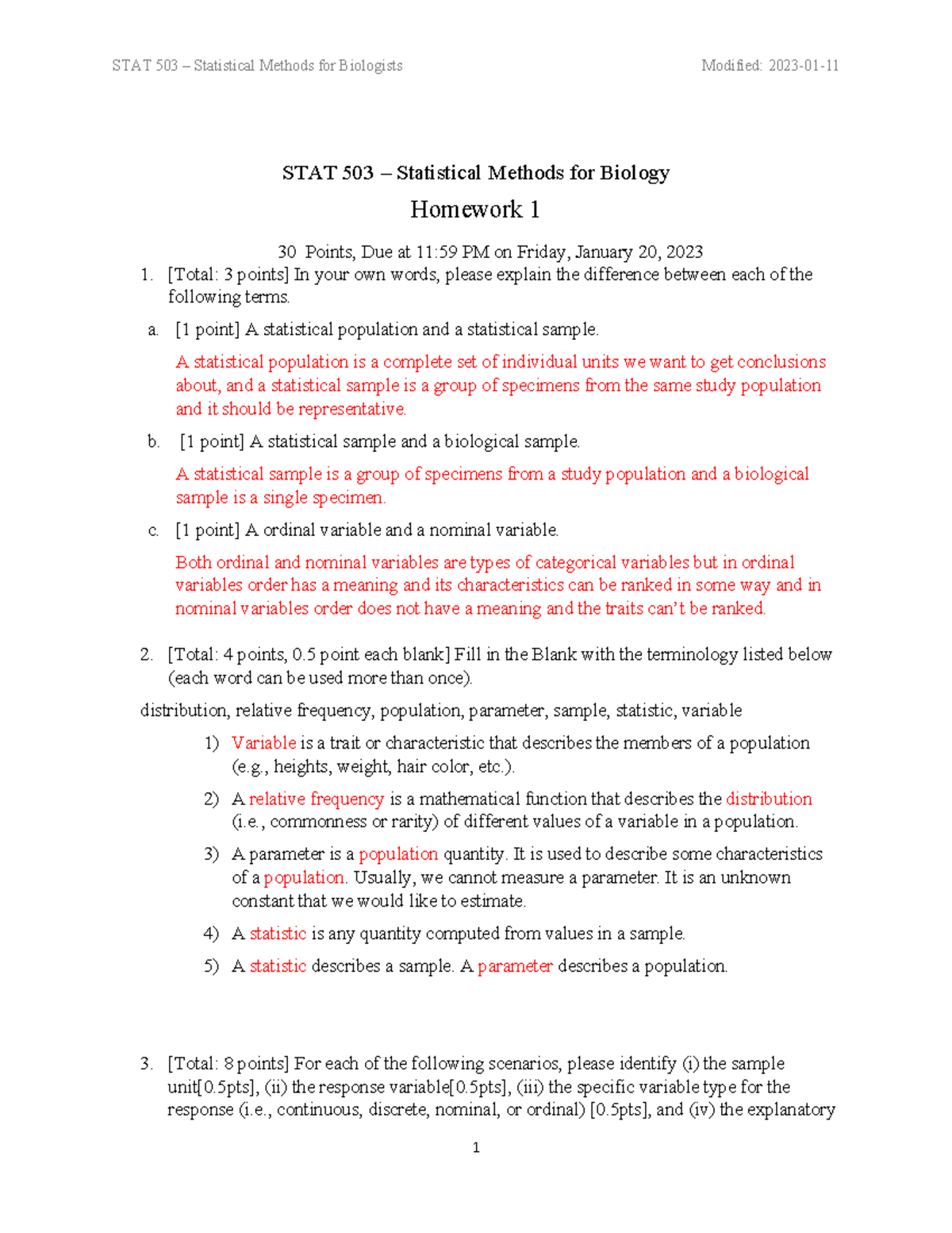 STAT 503 Spring 2023 Homework 1: Statistical Concepts Explained - Studocu