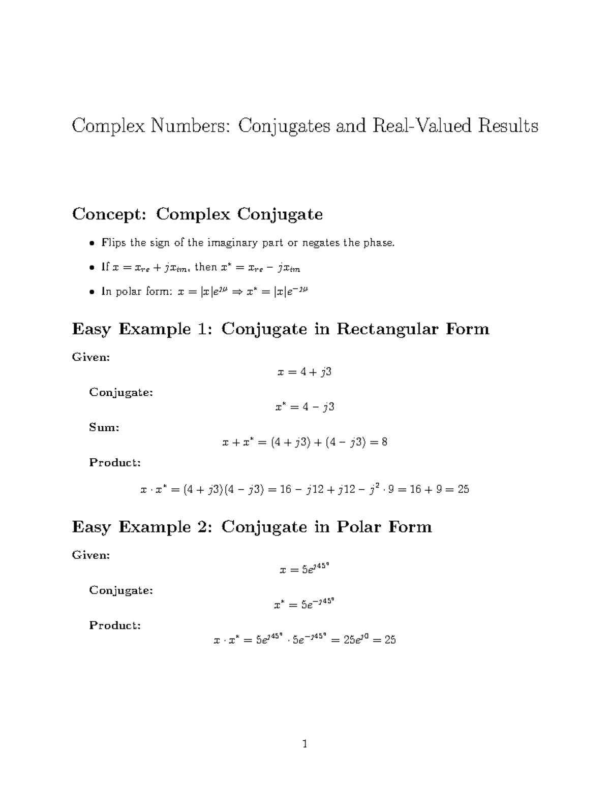 S25: Complex Conjugate Examples and Results Explained - Studocu
