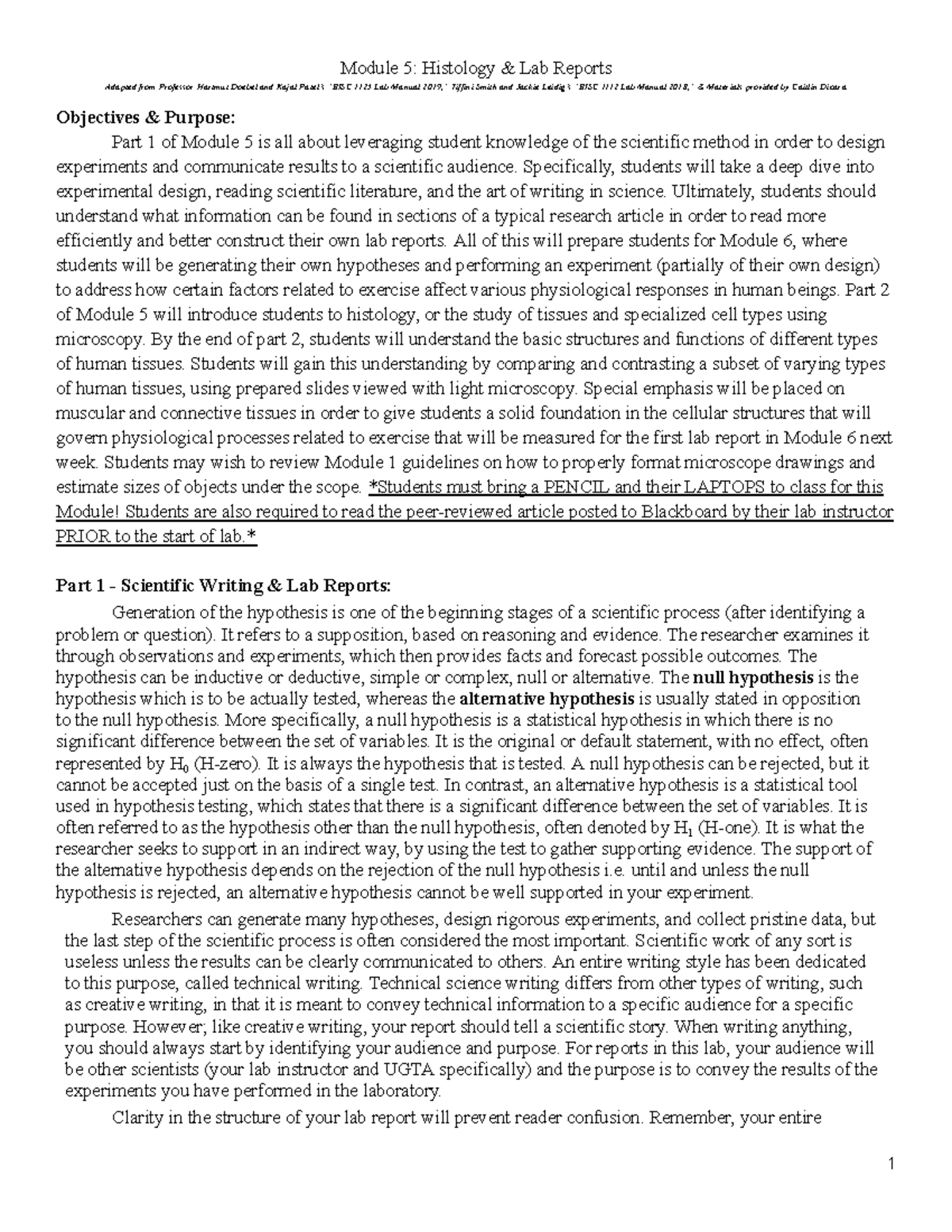 BISC 1125 Module 5: Histology & Lab Reports Guide 2025 - Studocu