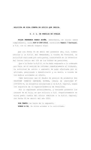 Solicita SE Ordene Oficios QUE Indica - SOLICITA SE ORDENE OFICIOS QUE INDICA S. J. de Familia ...