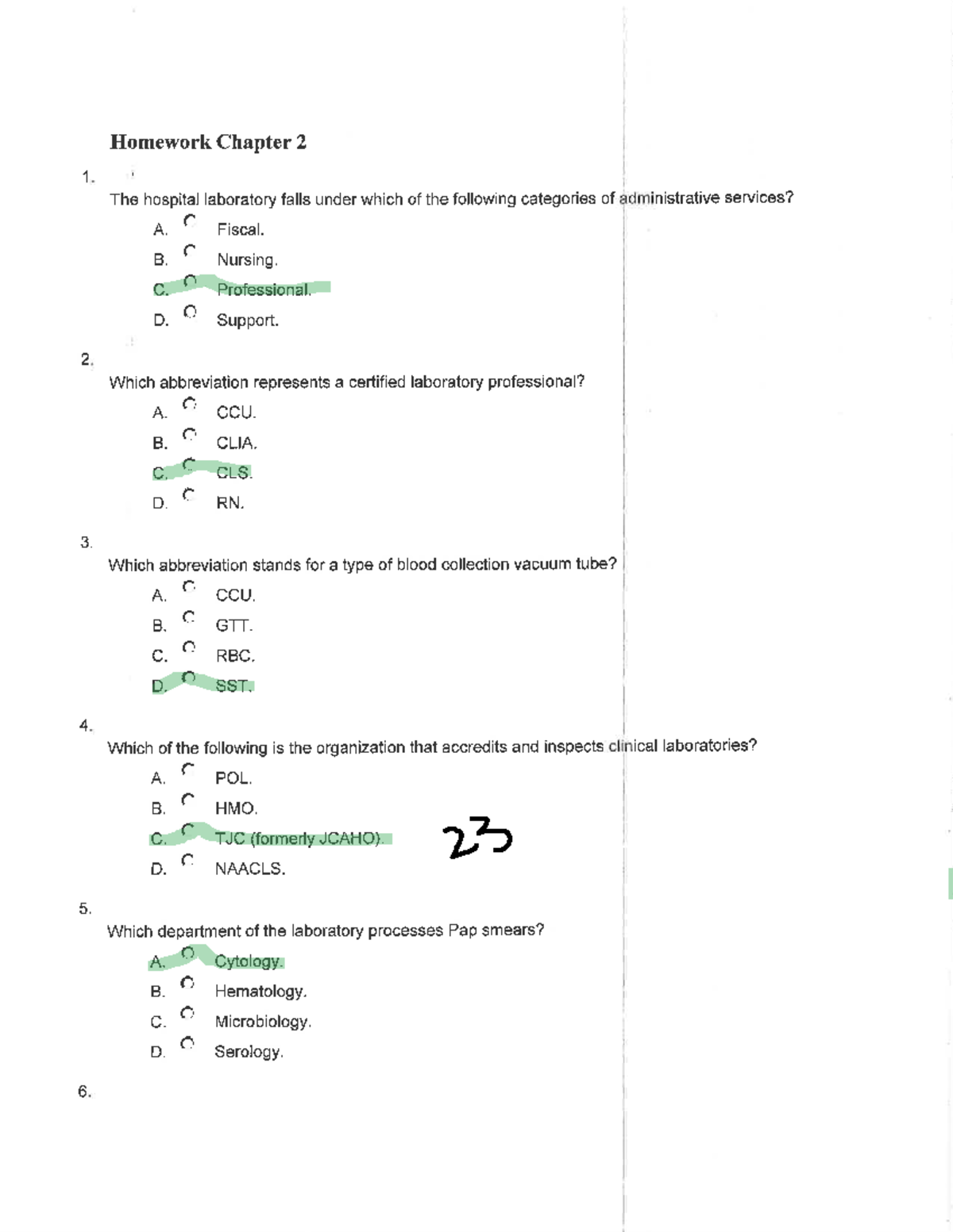 Homework Chapter 2: Laboratory Services and Abbreviations Analysis - Studocu