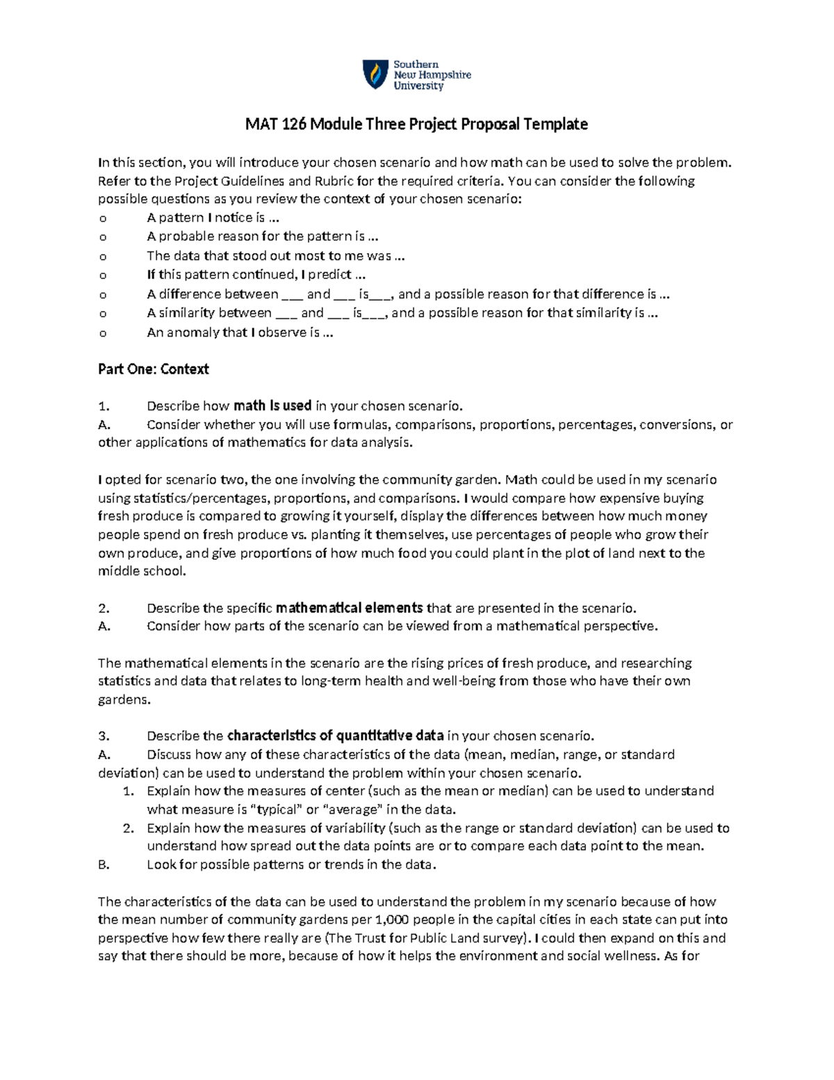MAT 126 Module Three Project Proposal: Community Garden Analysis - Studocu