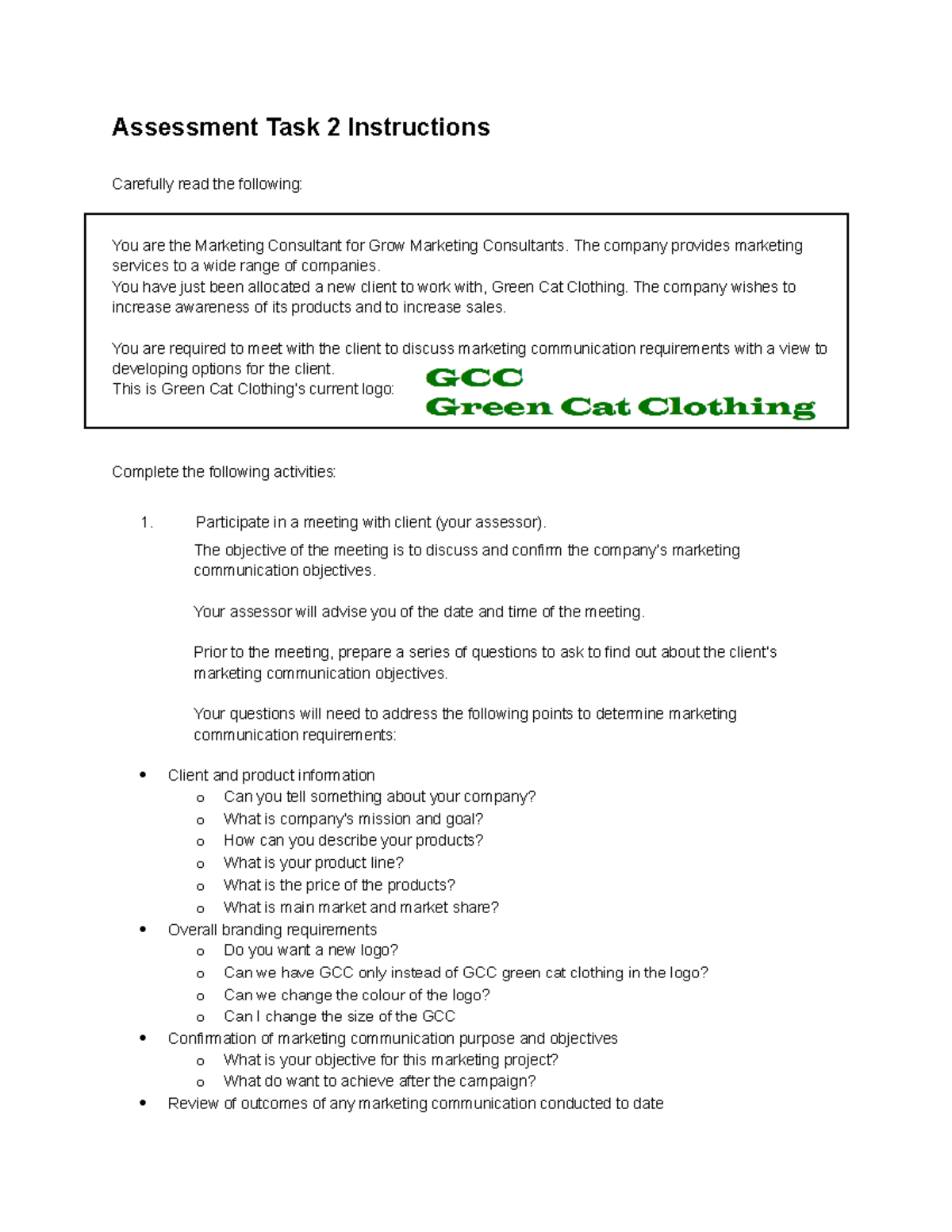 Task 2 - ref - Assessment Task 2 Instructions Carefully read the ...