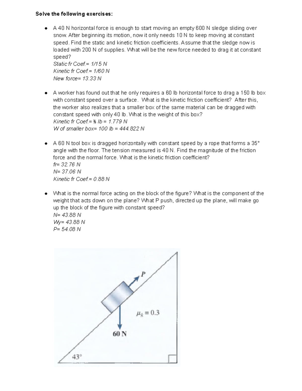 Class Exercises Topic 9 Matter and Energy - Solve the following ...