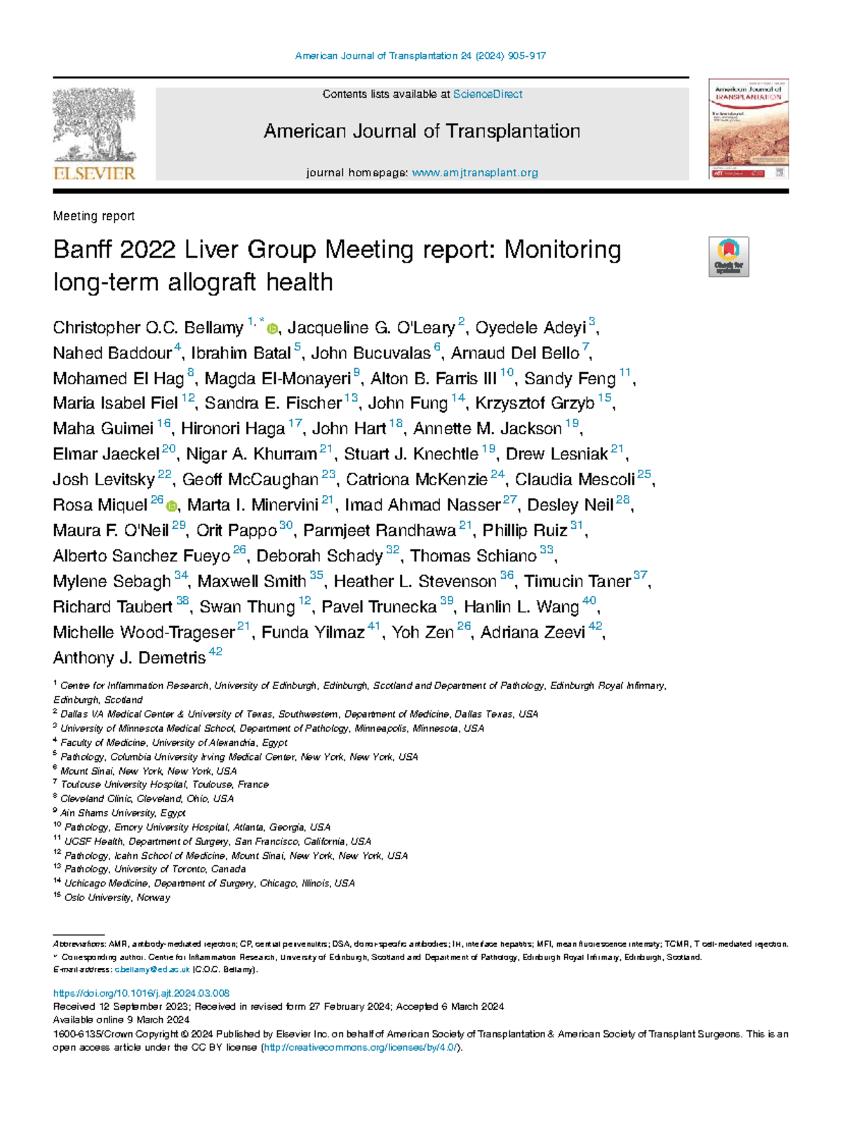 Banff 2022 Liver Group Meeting Report: Allograft Health Monitoring ...